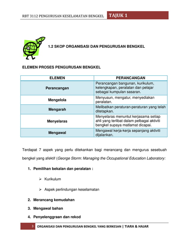 Rbt 3112 pengurusan keselamatan bengkel | PDF