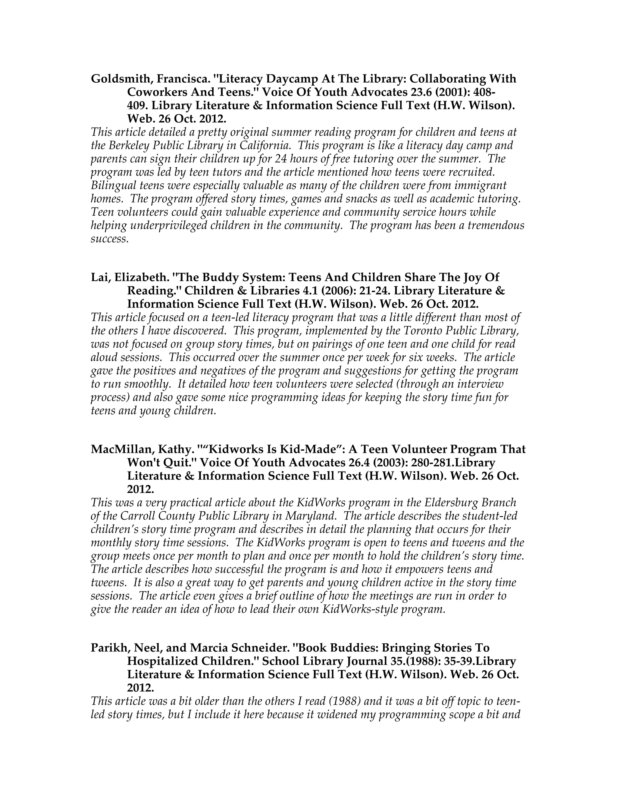 R buckley lis 506 - annotated bibliography - best practices assignment | PDF