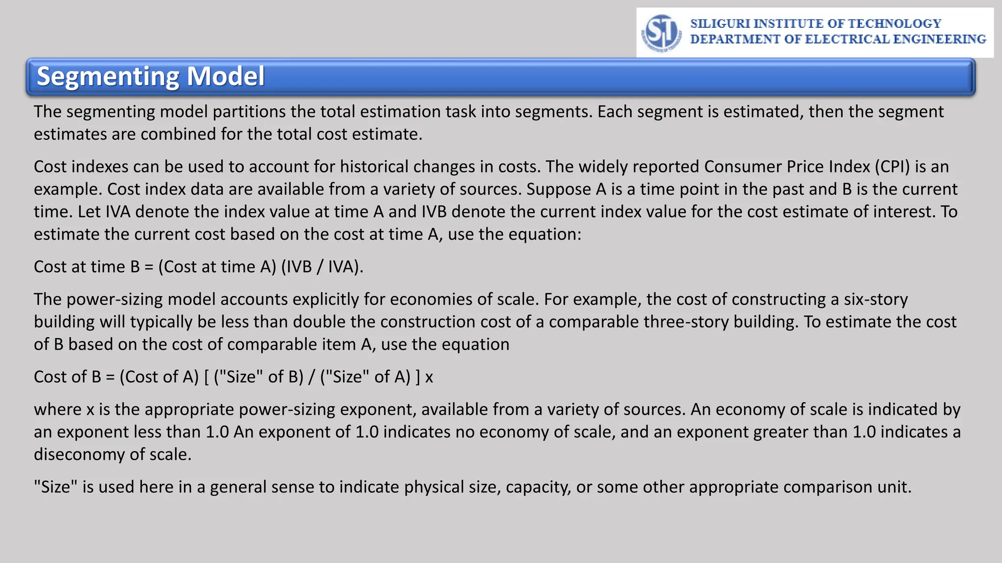 cost estimation model per unit model and segmenting model.pdf