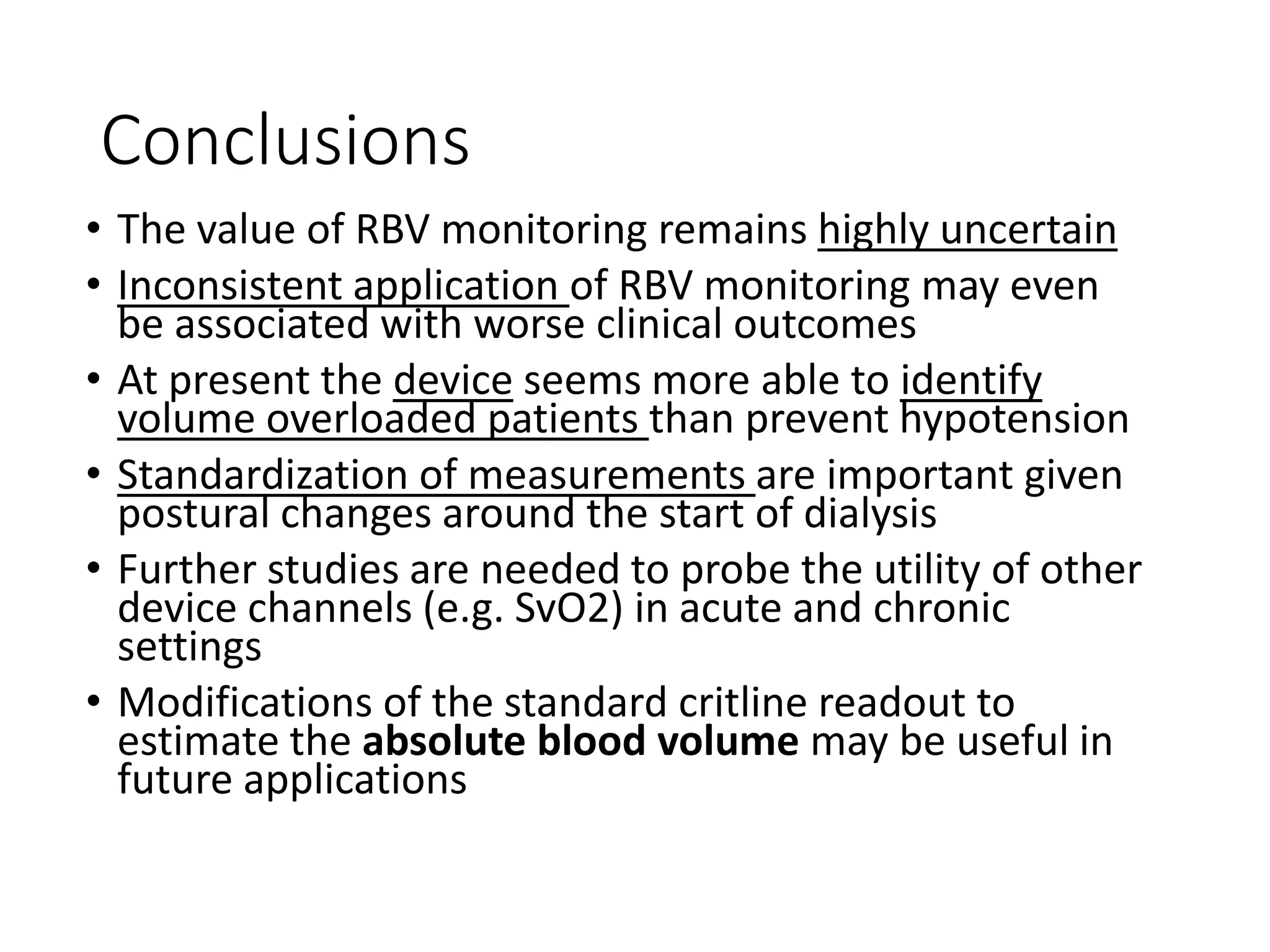 Relative Blood Volume Monitoring and Applications in Dialysis | PPTX
