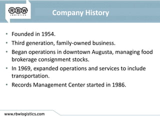 Rbw Logistics Introductory Presentation | PDF | Logistics | Business