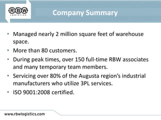 Rbw Logistics Introductory Presentation | PDF | Logistics | Business