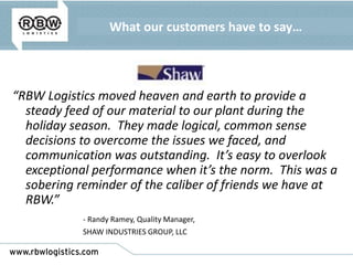 Rbw Logistics Introductory Presentation | PDF | Logistics | Business