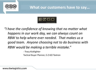 Rbw Logistics Introductory Presentation | PDF | Logistics | Business