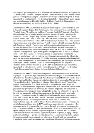 Palmares i historia del Club D'esports vendrell | PDF