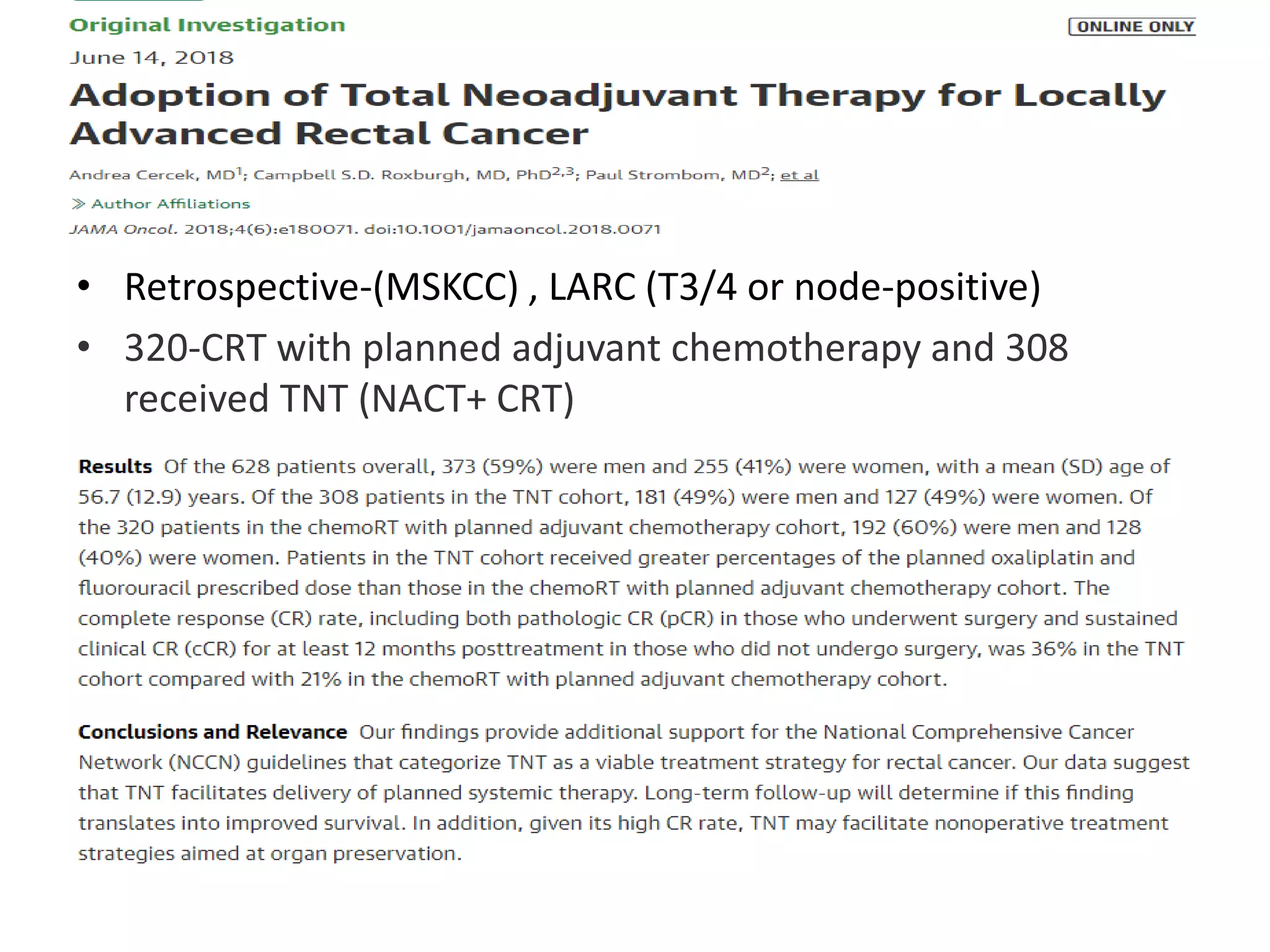 Total Nroadjuvant Therapy- Carcinoma Rectum | PPTX