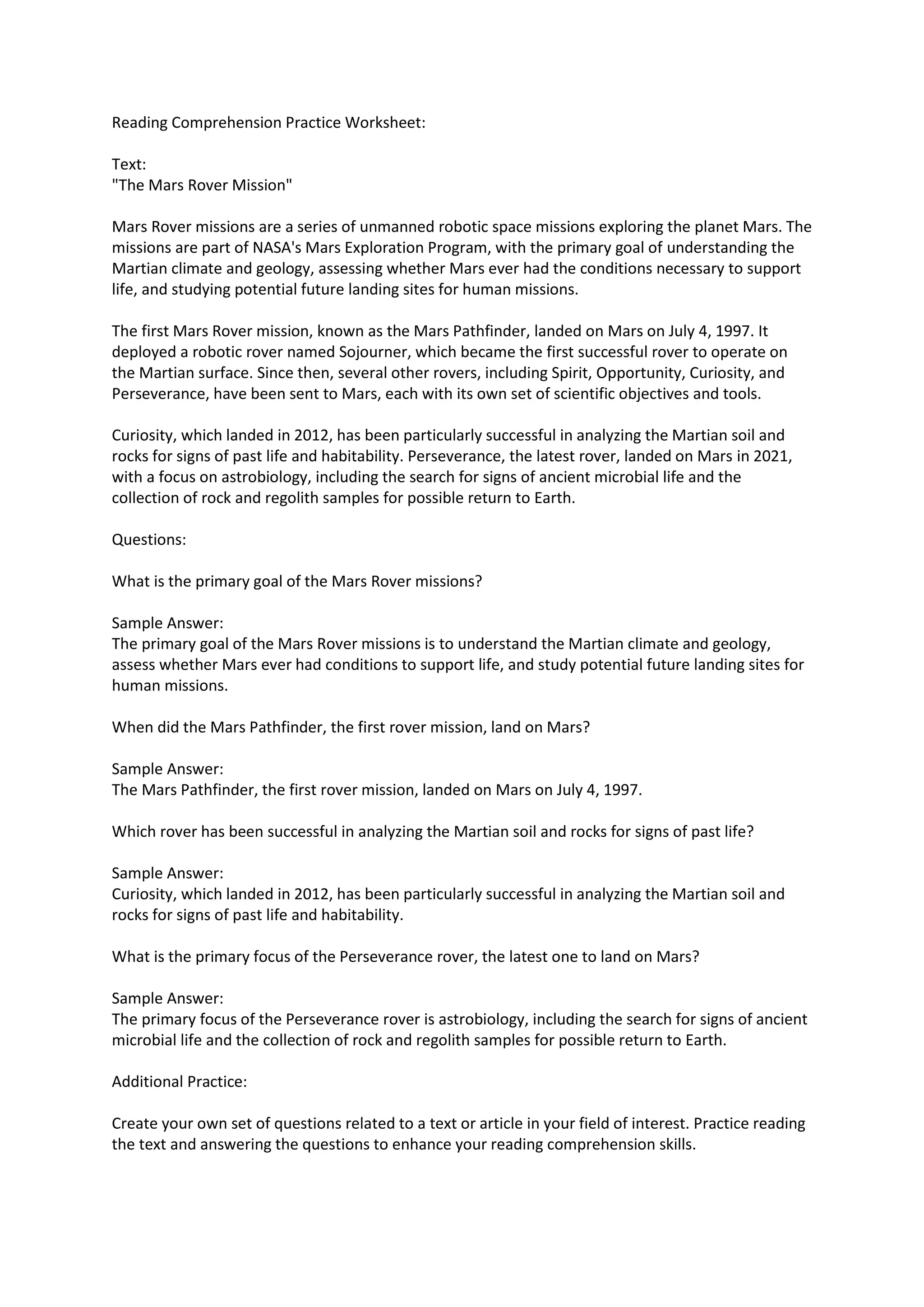 READING COMPREHENSION ACTIVITY SHEET FOR JOB SEEKERS | PDF | Geology ...