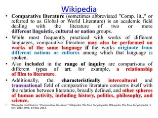 Comparative Literature Studies | PPTX