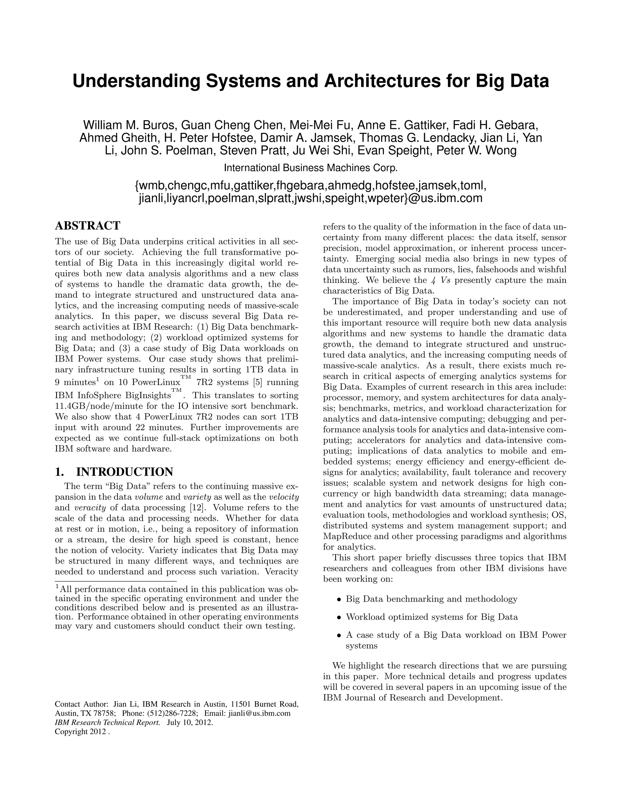 Understanding System and Architecture for Big Data | PDF