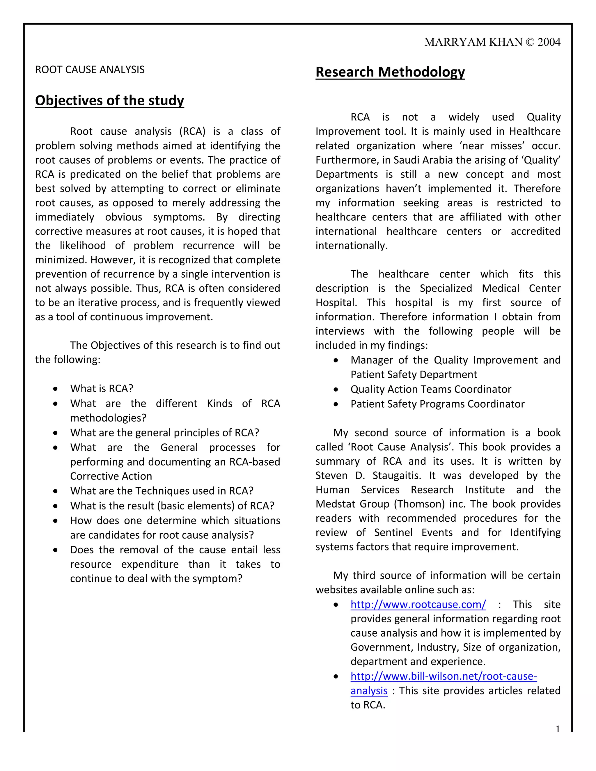 Root Cause Analysis | PDF