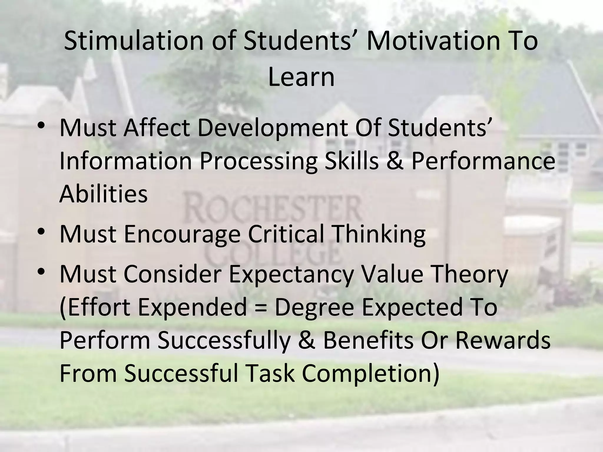 Motivating Students To Learn | PPT