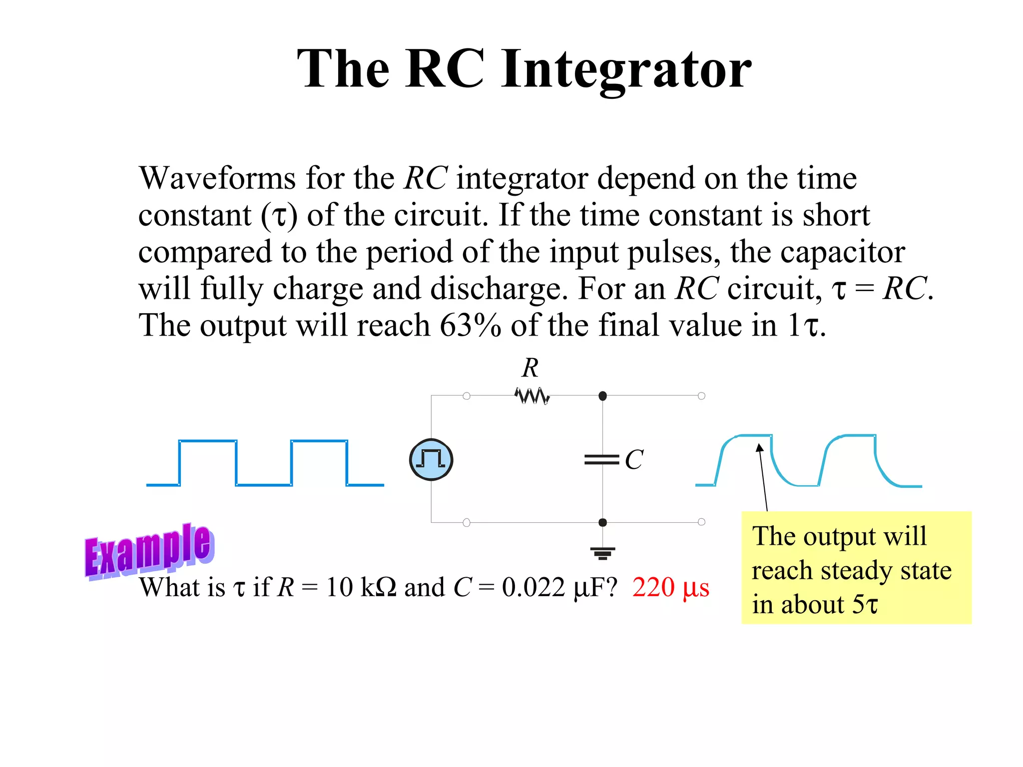 Rc and rl differentiator and integrator circuit | PPT