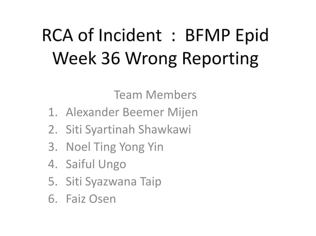 Root Cause Analysis, Wrong Reporting Species for Blood Film for Malaria ...