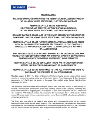 R cap media release 8 8-2019 | PDF | Business Accounting & Finance ...