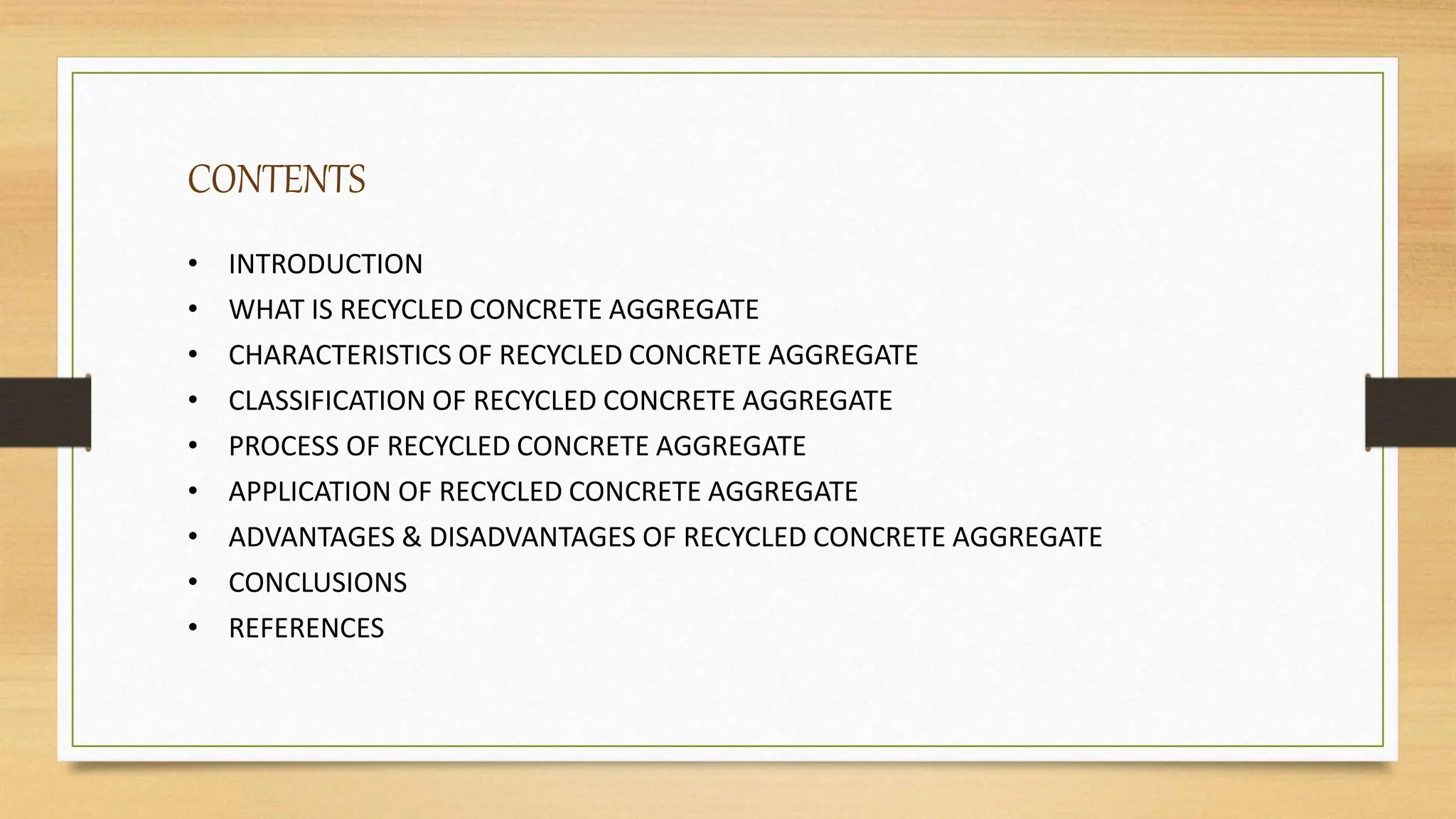 Recycled Concrete Aggregate in Construction part I | PPT