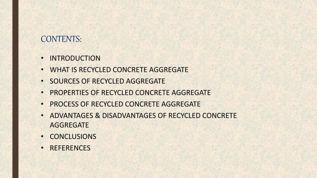 Recycled Concrete Aggregate in Construction Part II | PPT