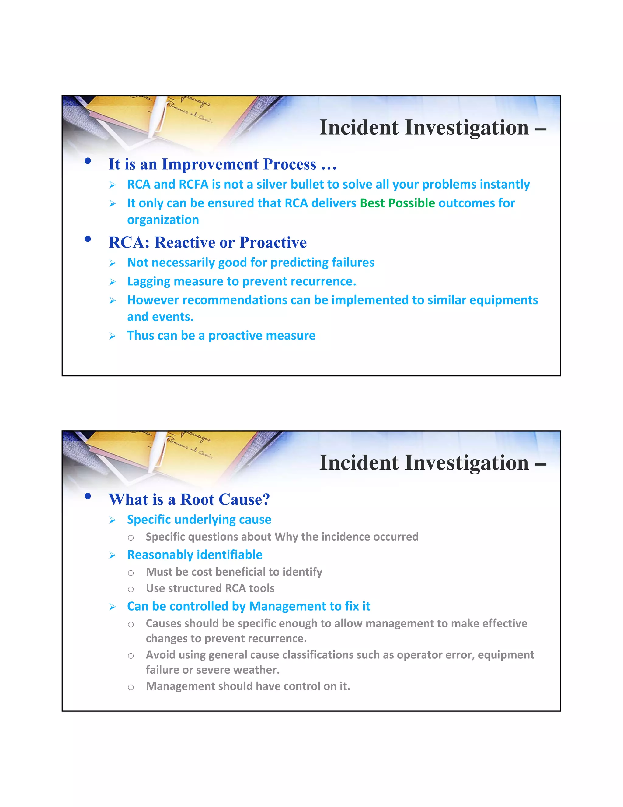 Incident Investigation (RCA) | PDF