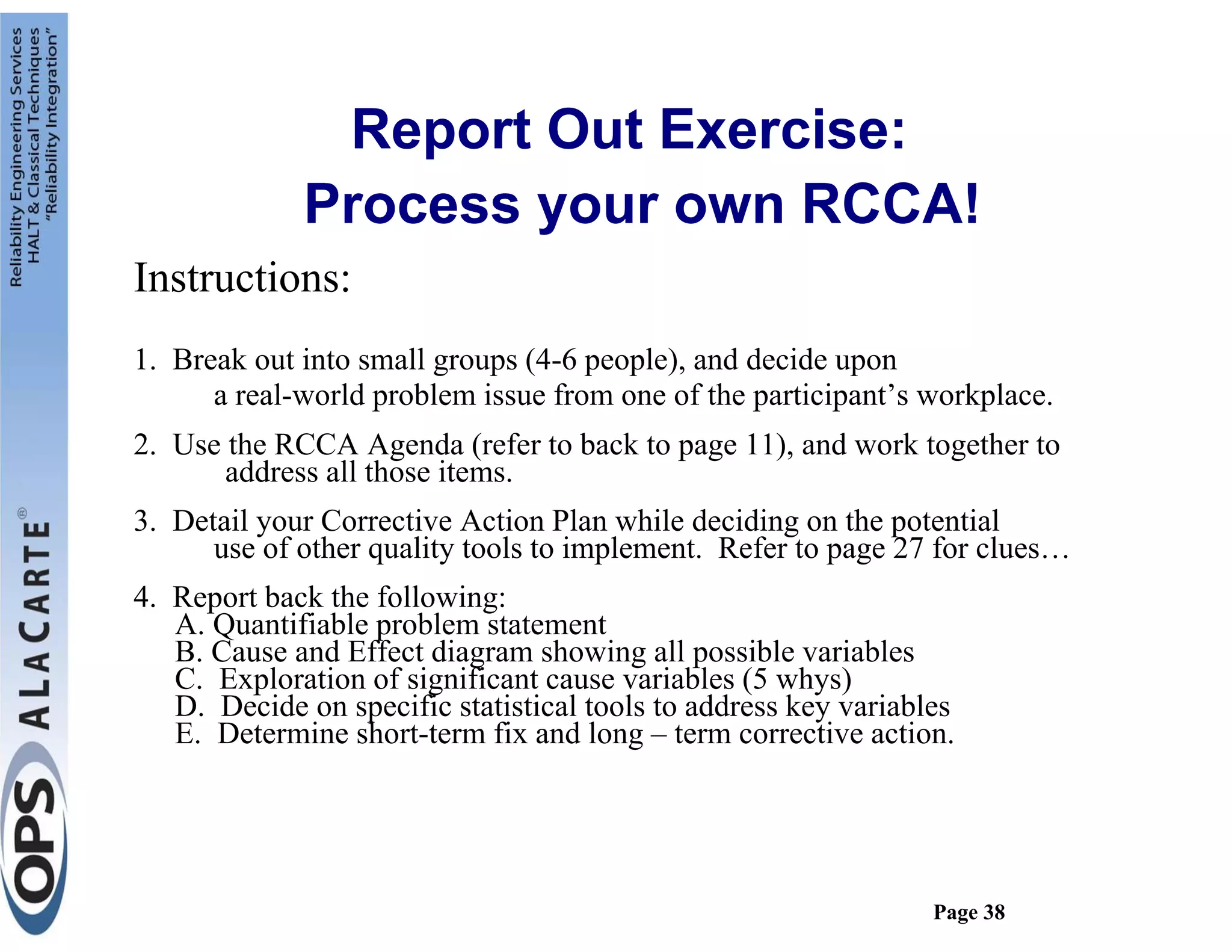 Root Cause and Corrective Action (RCCA) Workshop | PDF