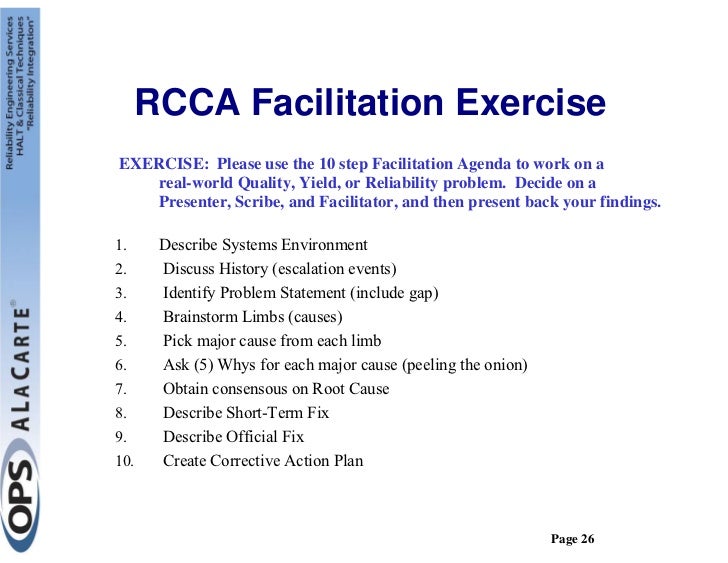Root Cause and Corrective Action (RCCA) Workshop