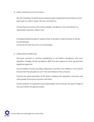 Human Resource Action Plan (Rizal Commercial Banking Corporation) | PDF ...