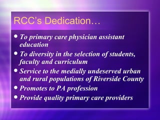 Riverside Community College PA Program | PPT