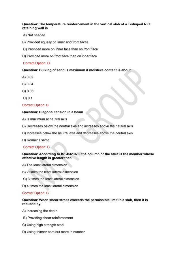 civil engineering question with Answer RCC | PDF | Civil Engineering ...