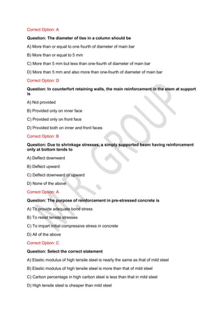 civil engineering question with Answer RCC | PDF