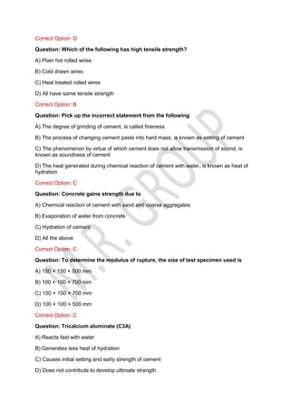 civil engineering question with Answer RCC | PDF