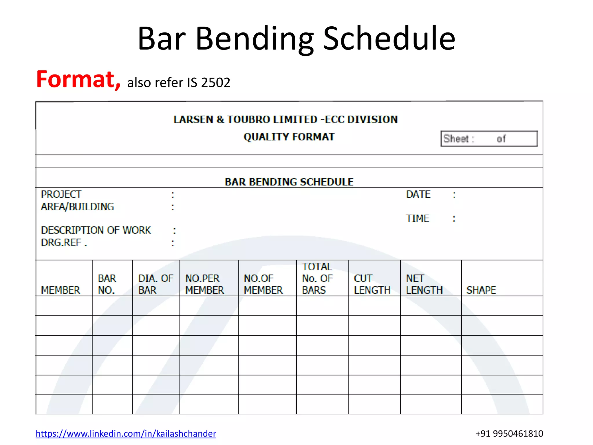 Reinforced Cement Concrete and Bar Bending Schedule | PPTX