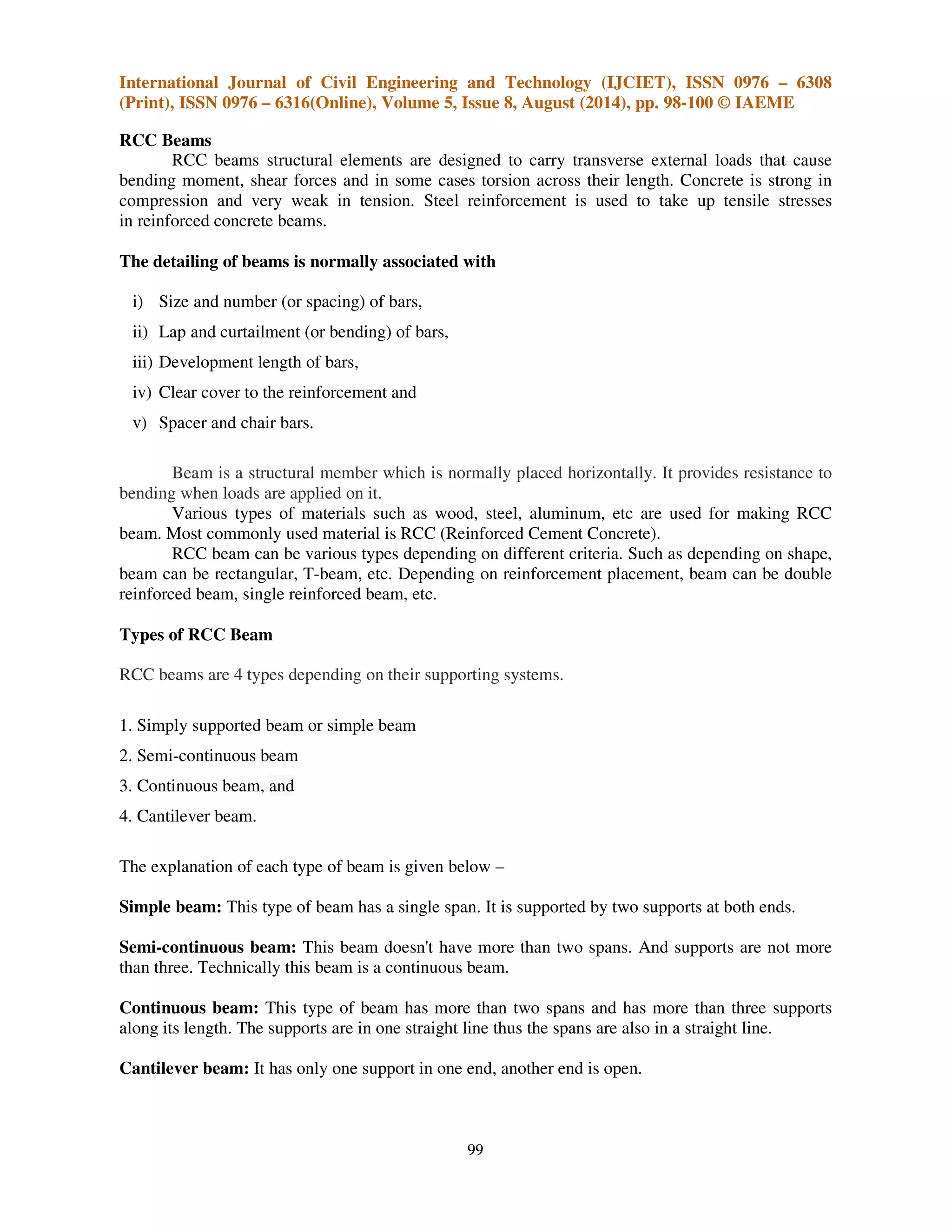 Rcc beam with spiral reinforcement | PDF