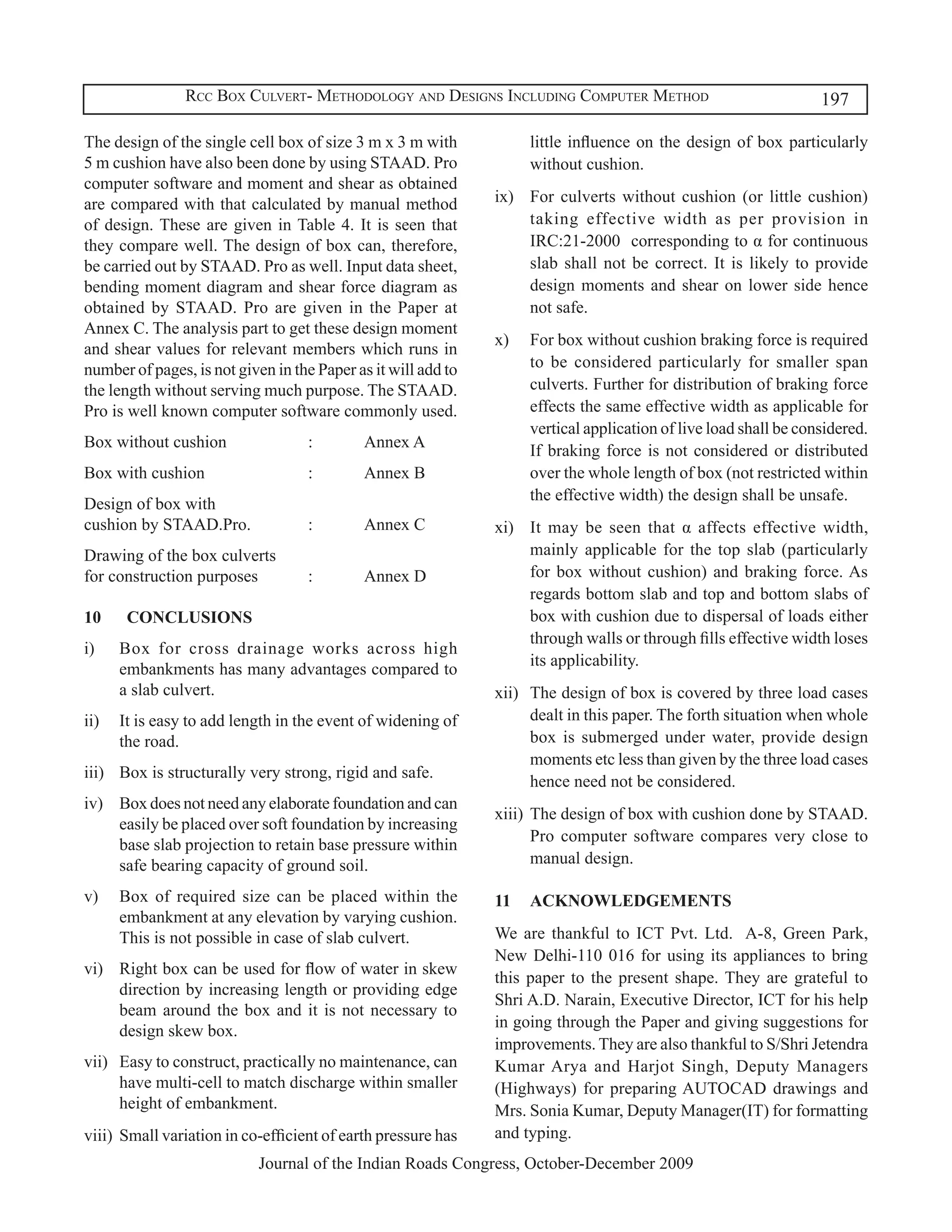 Rcc box culvert methodology and designs including computer method | PDF