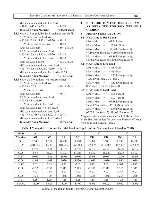 Rcc box culvert methodology and designs including computer method | PDF