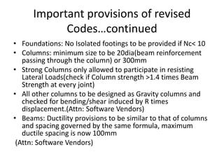 Rcc design and detailing based on revised seismic codes | PPTX