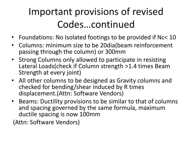 Rcc design and detailing based on revised seismic codes | PPTX