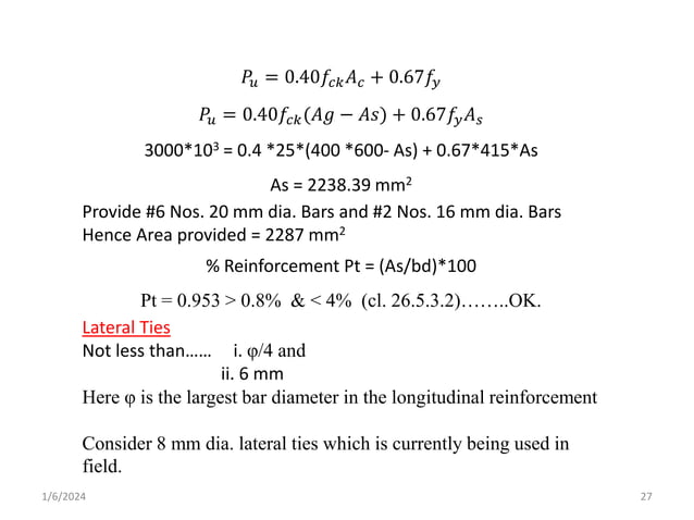 RCC column_Shortly Axially Loaded column.pptx | Physics | Science