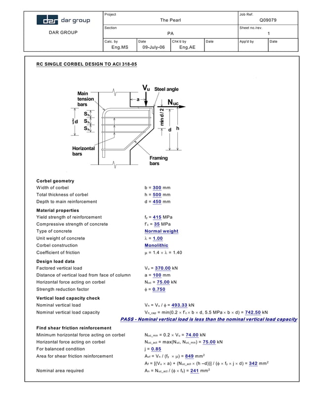 Rc corbel example | PDF | Civil Engineering Industry | Industries