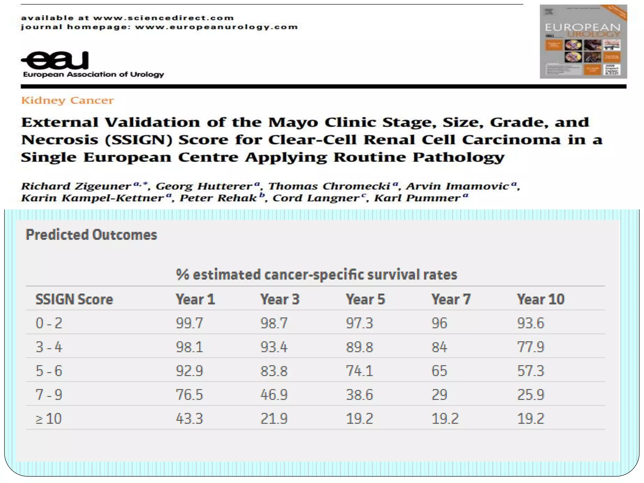 Renal Cell Carcinoma Risk Stratification | PPT | Free Download