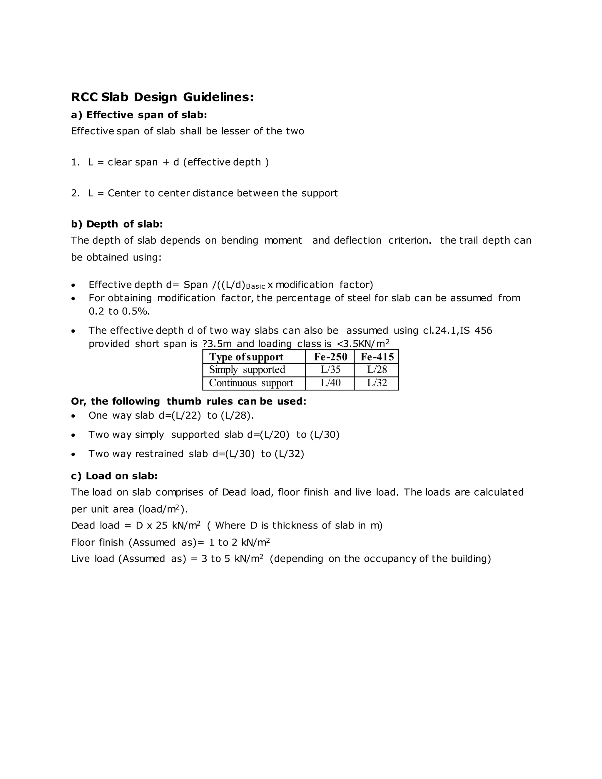 Rcc slab design guidelines | DOCX