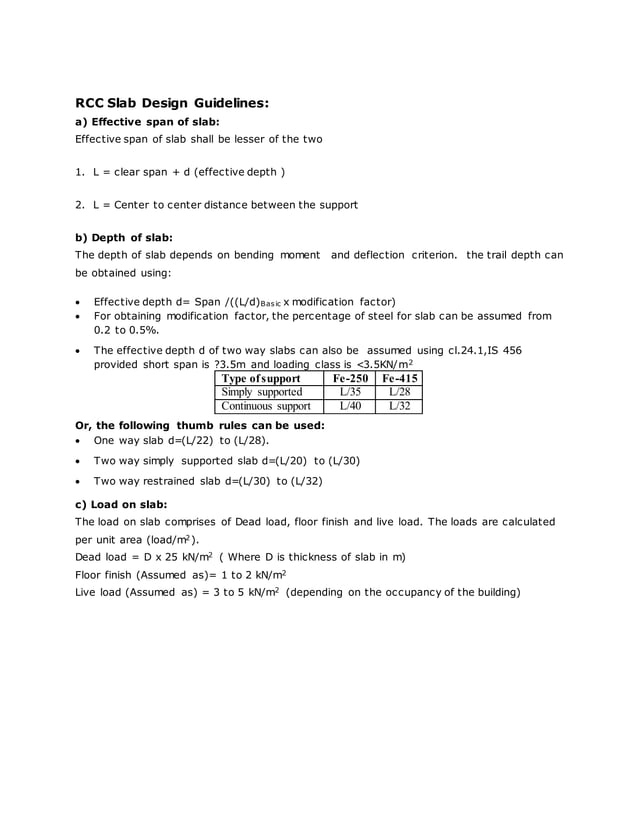 Rcc slab design guidelines | DOCX