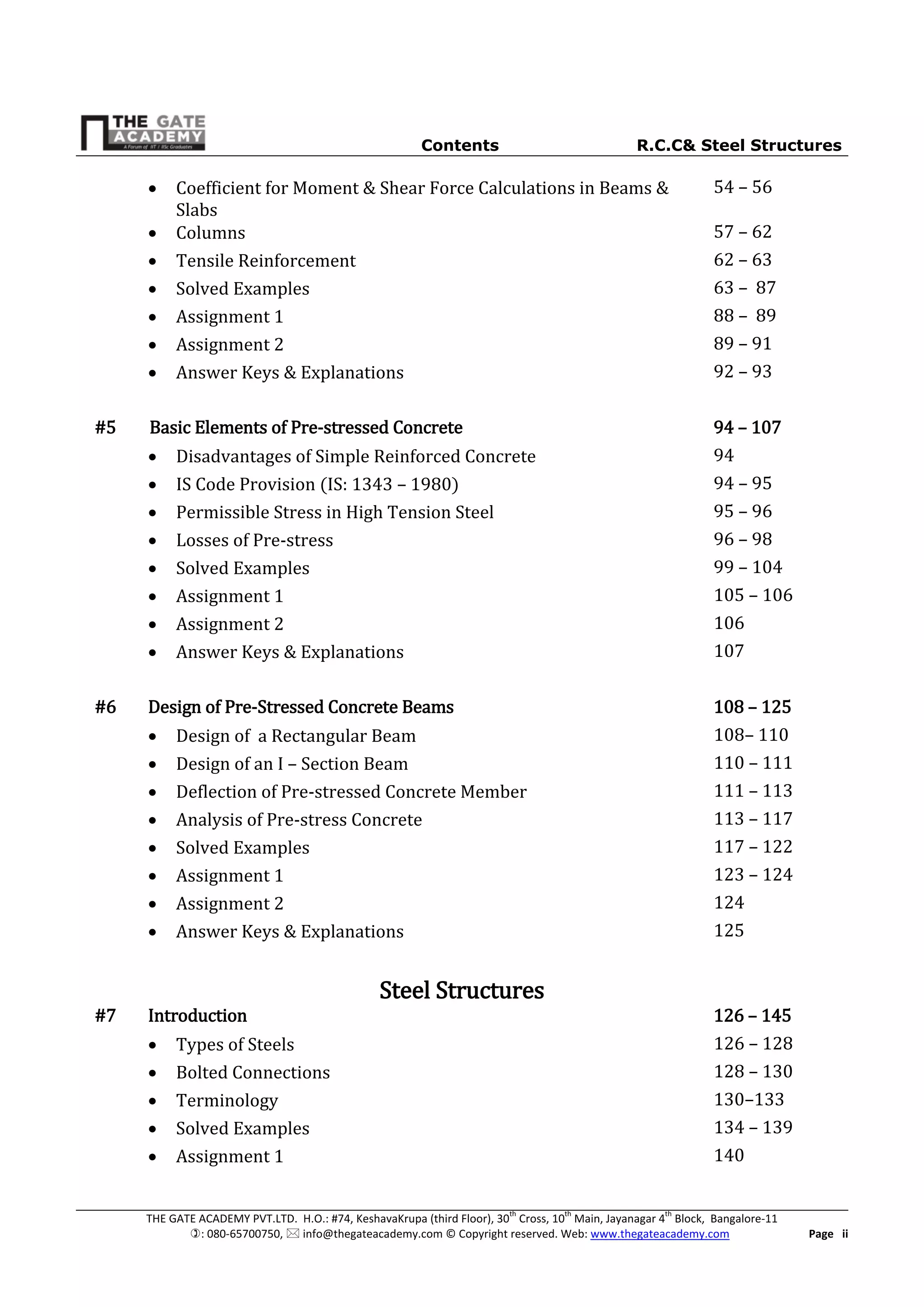 Civil Engineering : Rcc & steel structures, THE GATE ACADEMY | PDF