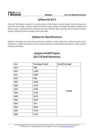 Civil Engineering : Rcc & steel structures, THE GATE ACADEMY | PDF