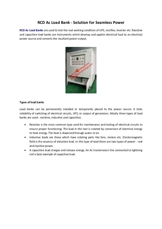 Rcd ac load bank solution for seamless power-converted