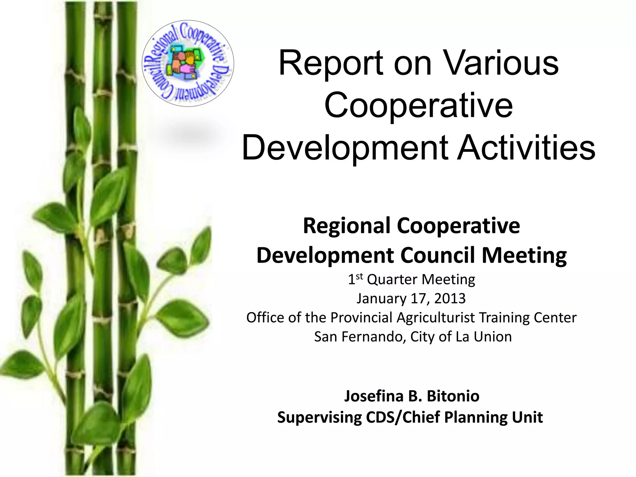 Various Cooperative Development Activities for 2012 | PPT