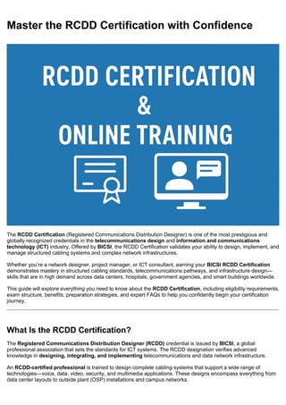RCDD Certification | BICSI Exam & Training Guide | DOCX