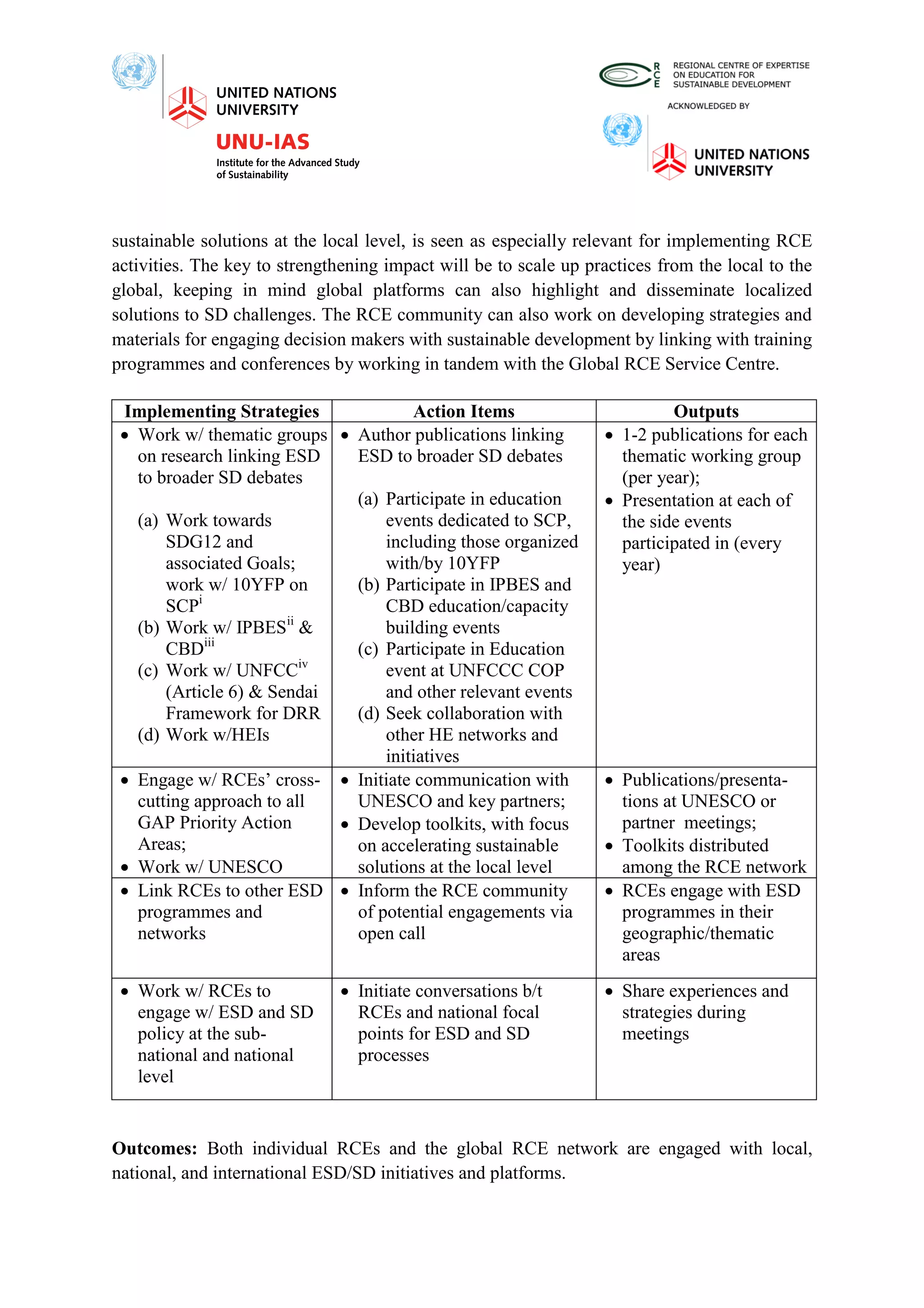 Roadmap for the RCE Community (UNU-IAS) | PDF