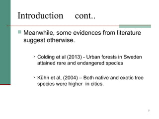 A Paradox? Tree Species Diversity and Carbon Storage in Zomba City | PPT