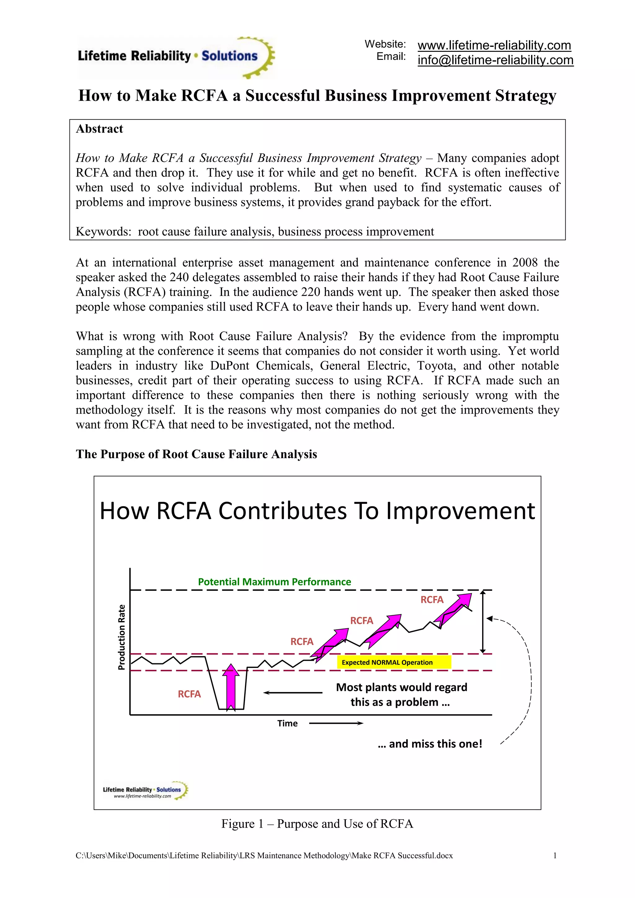 RCFA Success of Root Cause Failure Analysis | PDF