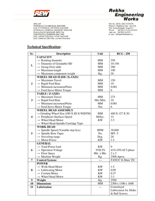 Technical specifications of Our CNC grinding machine | PDF