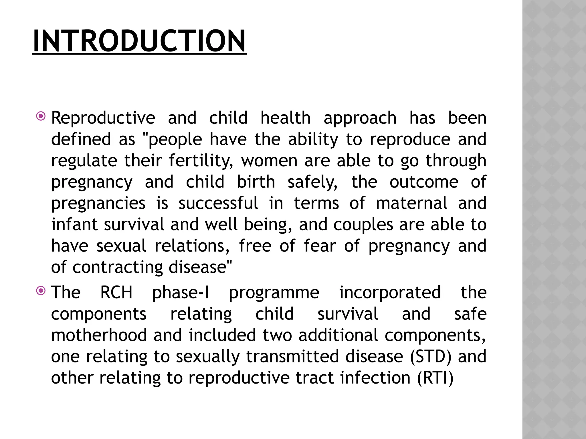 Reproductive and child health programme phase I AND II | PPTX
