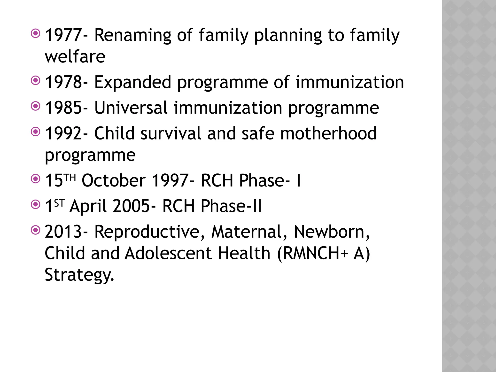 Reproductive and child health programme phase I AND II | PPTX